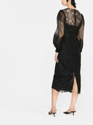 Alberta Ferretti Lace-overlay Midi Dress