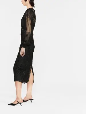 Alberta Ferretti Lace-overlay Midi Dress