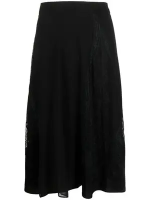 Alberta Ferretti Midi Skirt With Lace Inserts