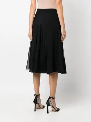 Alberta Ferretti Midi Skirt With Lace Inserts
