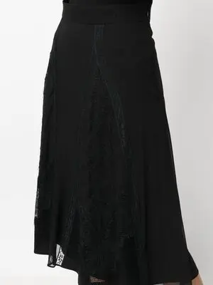 Alberta Ferretti Midi Skirt With Lace Inserts