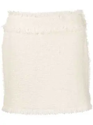 Alberta Ferretti Tweed-design Mini Skirt - White