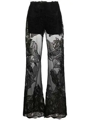 Alberta Ferretti Embroidered Lace Sheer Trousers