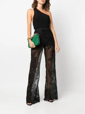 Alberta Ferretti Embroidered Lace Sheer Trousers