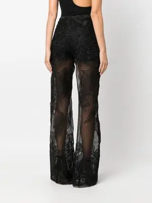 Alberta Ferretti Embroidered Lace Sheer Trousers