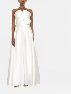Alberta Ferretti Bow-embellished Evening Gown - White