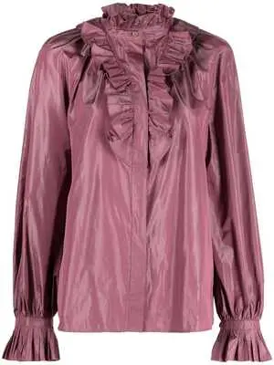 Alberta Ferretti Ruffled Long-sleeve Shirt - Pink