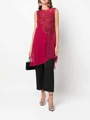 Alberta Ferretti Floral Embroidered Silk Blouse