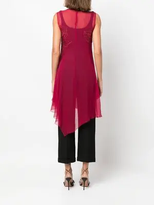 Alberta Ferretti Floral Embroidered Silk Blouse