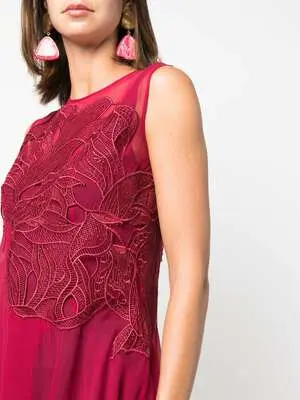 Alberta Ferretti Floral Embroidered Silk Blouse