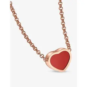 Chopard Happy Hearts 18ct And Carnelian Necklace - Rose Gold