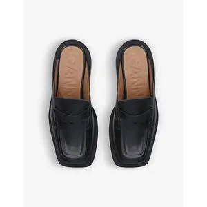 GANNI Square-toe Backless Leather Heeled Loafers