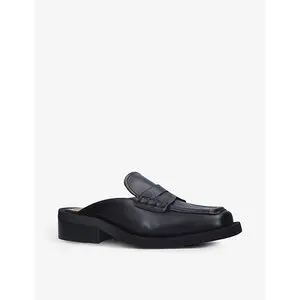 GANNI Square-toe Backless Leather Heeled Loafers