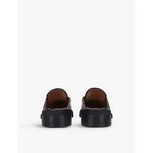 GANNI Square-toe Backless Leather Heeled Loafers