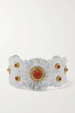 Buccellati Sterling Gold Vermeil, Jasper And Diamond Cuff