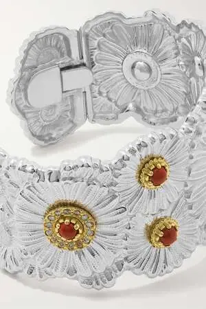 Buccellati Sterling Gold Vermeil, Jasper And Diamond Cuff