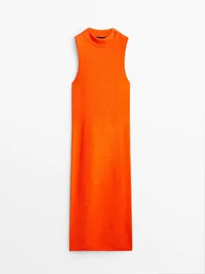 massimo dutti orange dress MASSIMO DUTTI Dress With Gathered Neckline And Back Tie in White