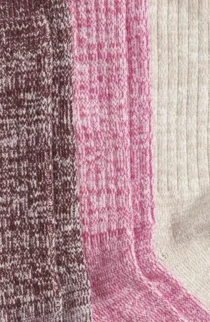 UGG Assorted Slouchy Ribbed Crew Socks 3 Pack - Chrome Pink Putty Wild Grape