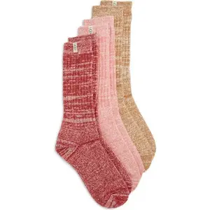 UGG UGG(r) Assorted Slouchy Ribbed Crew Socks - 3 Pack Pink Cedar/chestnut/rubious
