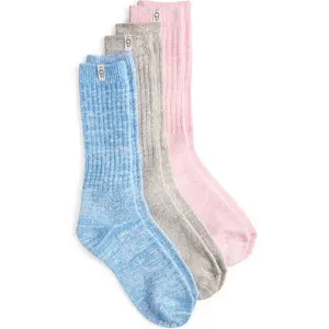 UGG UGG(r) Assorted Slouchy Ribbed Crew Socks - 3 Pack Pinkmeadow/granite/bluelotus