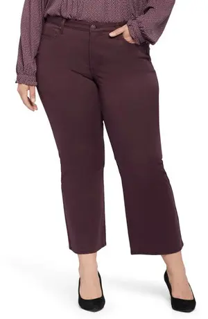 NYDJ Relaxed Flare Sateen Jeans Eggplant