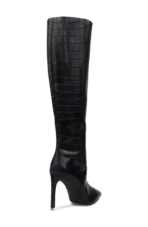 BLACK SUEDE STUDIO Taylor Croc-embossed Knee High Boots - Black Croc