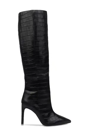 BLACK SUEDE STUDIO Taylor Croc-embossed Knee High Boots - Black Croc