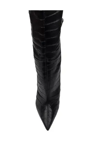 BLACK SUEDE STUDIO Taylor Croc-embossed Knee High Boots - Black Croc