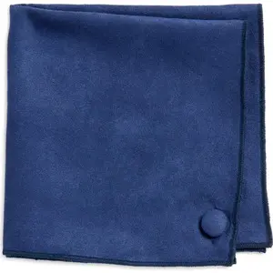 CLIFTON WILSON Solid Sueded Cotton Pocket Square - Navy