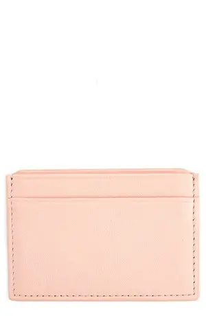 ROYCE NEW YORK Personalized Rfid Leather Card Case Light Pink- Gold Foil