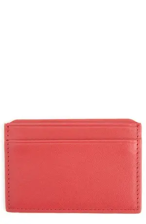 ROYCE NEW YORK Personalized Rfid Leather Card Case - Red- Silver Foil