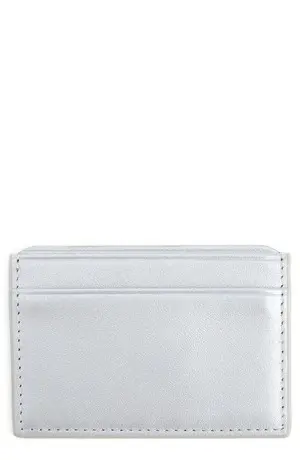 ROYCE NEW YORK Personalized Rfid Leather Card Case Silver- Deboss