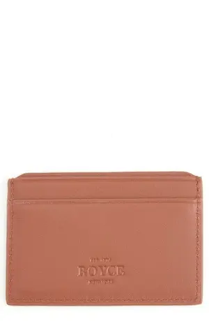 ROYCE NEW YORK Personalized Rfid Leather Card Case - Tan- Gold Foil