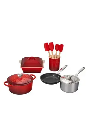 LE CREUSET 12-piece Mixed Material Cookware Set - Cerise