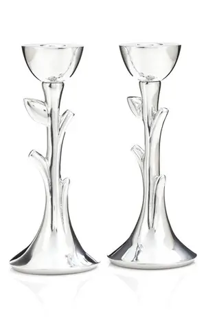 NAMBE Tree Of Life' Sabbath Candlesticks - Silver