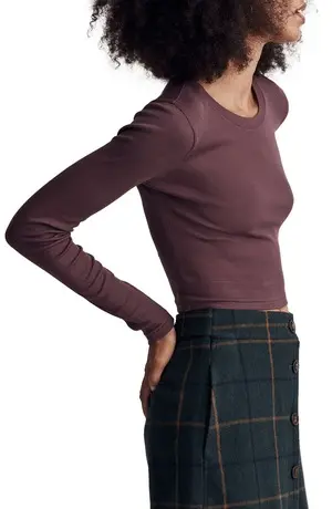 Madewell Fine Ribbed Supercrop Long Sleeve Crewneck T-shirt