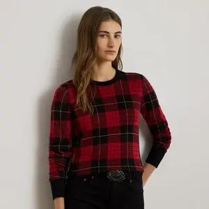 Ralph Lauren Plaid Cotton-blend Sweater - Black/red Multi