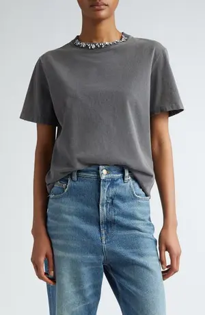 GOLDEN GOOSE Crystal Embellished T-shirt - Anthracite