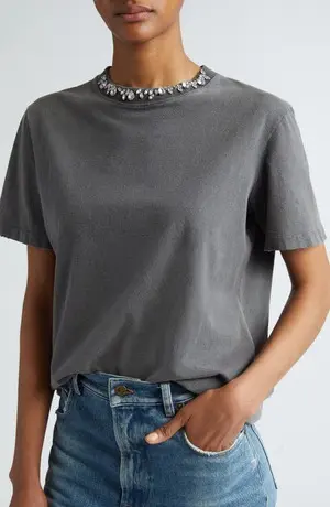 GOLDEN GOOSE Crystal Embellished T-shirt - Anthracite