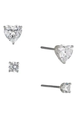 Nadri Nadri Cubic Zirconia Heart Stud Earrings Rhodium