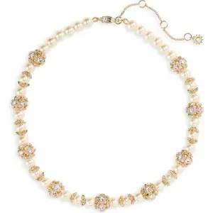Marchesa Pavé And Imitation Pearl Collar Necklace - Gold/blush/cry