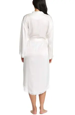 PAPINELLE Camille Lace Trim Silk Robe
