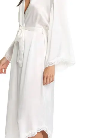 PAPINELLE Camille Lace Trim Silk Robe