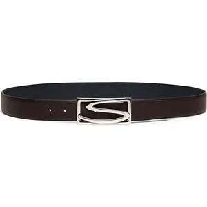 Santoni Reversible Leather Belt - Black
