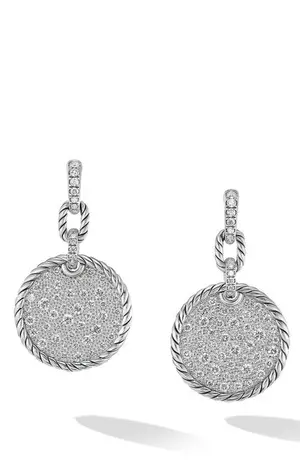 David Yurman Elements® Pavé Diamond Drop Earrings - Sterling Silver