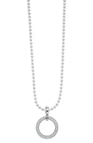 Lagos Caviar Spark Diamond Circle Pendant Necklace - Silver