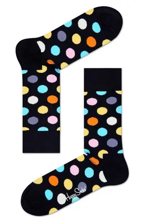 Happy Socks Happy Socks Big Dot Crew Socks Black
