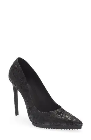 Dkny Carisa Pointed-toe Pump - Black Cracked Leather