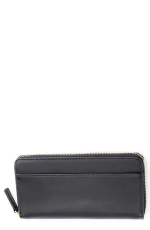 ROYCE NEW YORK Personalized Continental Rfid Leather Zip Wallet - Black - Deboss