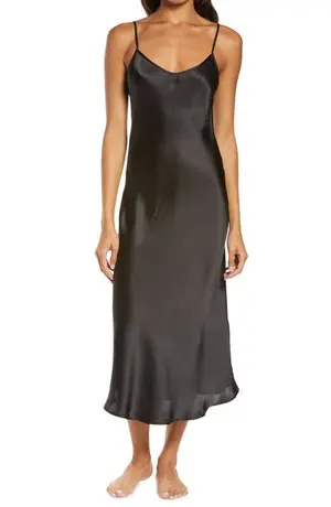 PAPINELLE Pure Silk Slip Nightgown - Black
